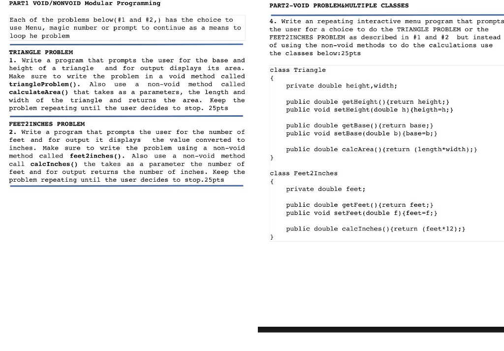 Solved PART1 VOID/NONVOID Modular Programming PART2-VOID | Chegg.com