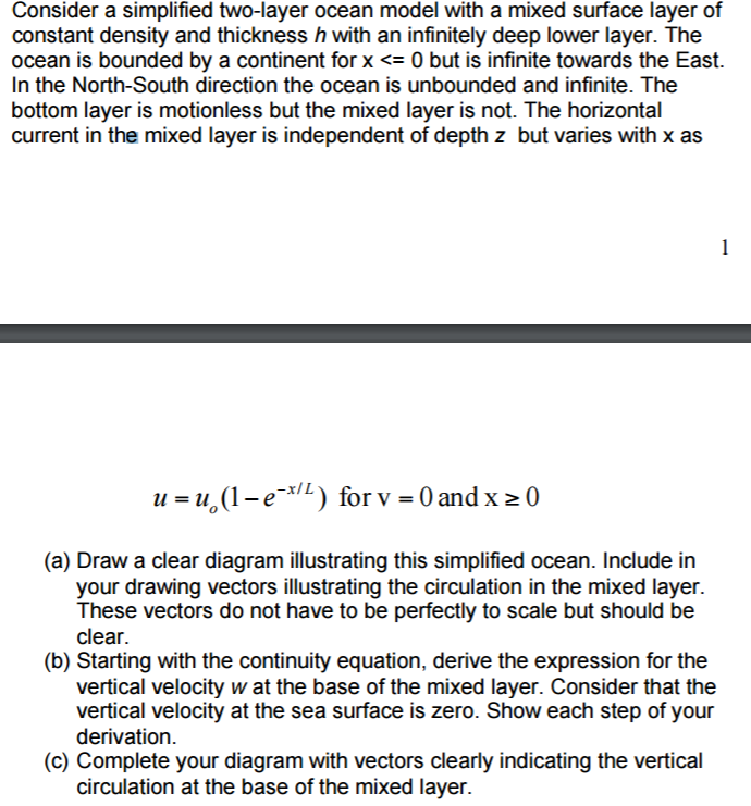Consider a simplified two-layer ocean model with a | Chegg.com