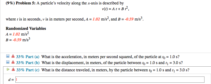 Solved A particle's velocity along the x-axis is described | Chegg.com