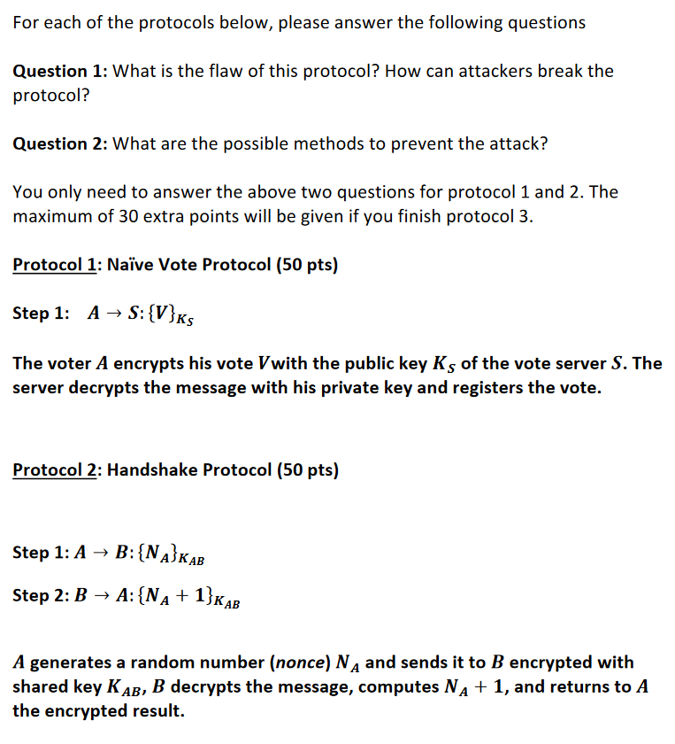 Solved For each of the protocols below, please answer the | Chegg.com