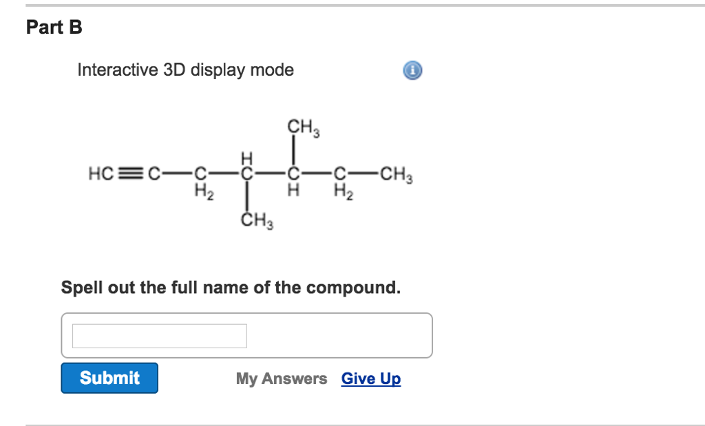 Solved Part A Interactive 3D display mode i HC C- C- CH CH | Chegg.com