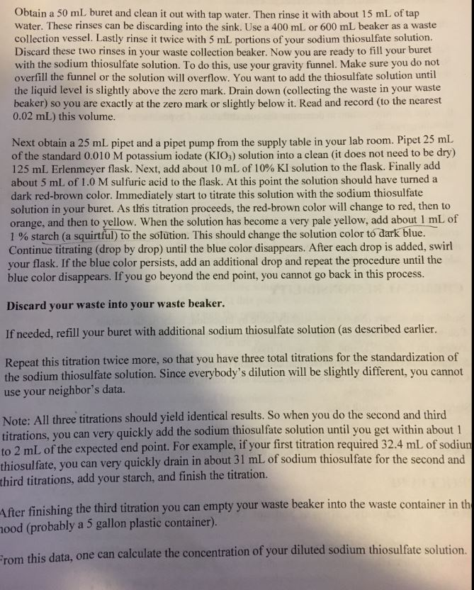 Solved Redox Titration: : Analysis of Bleach lab report | Chegg.com