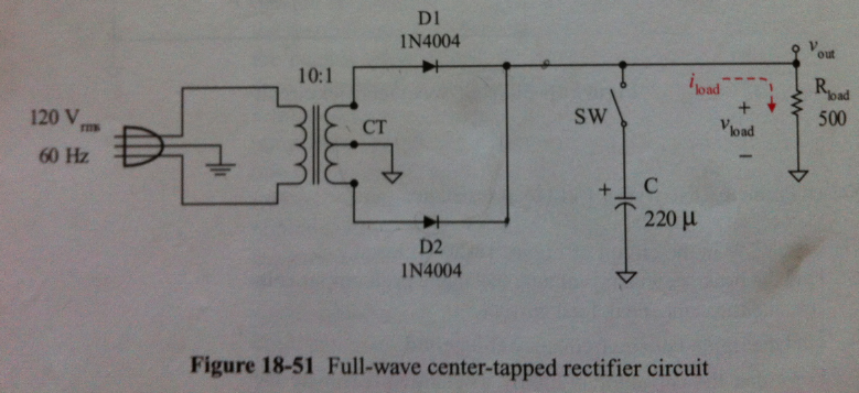 Solved Figure 18-51 Full-wave center-tapped rectifier | Chegg.com