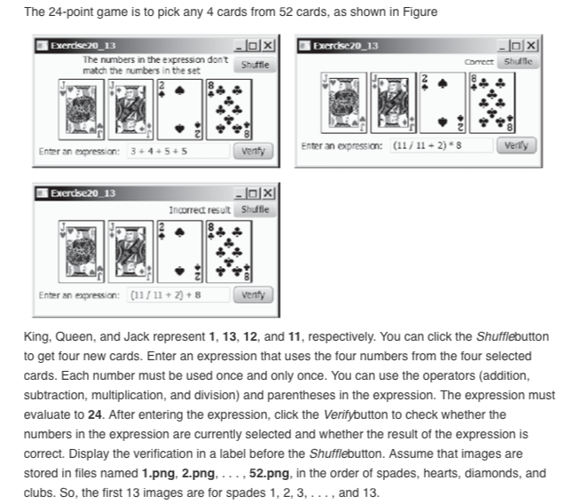 Solved The 24-point game is to pick any 4 cards from 52 | Chegg.com