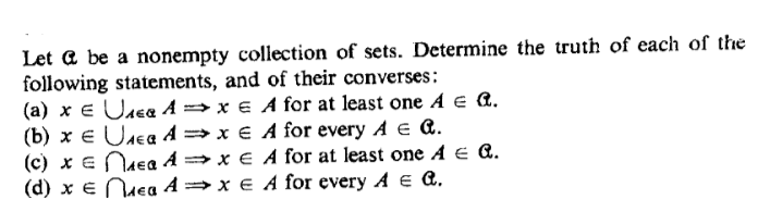 Solved Let a be a nonempty collection of sets. Determine the | Chegg.com