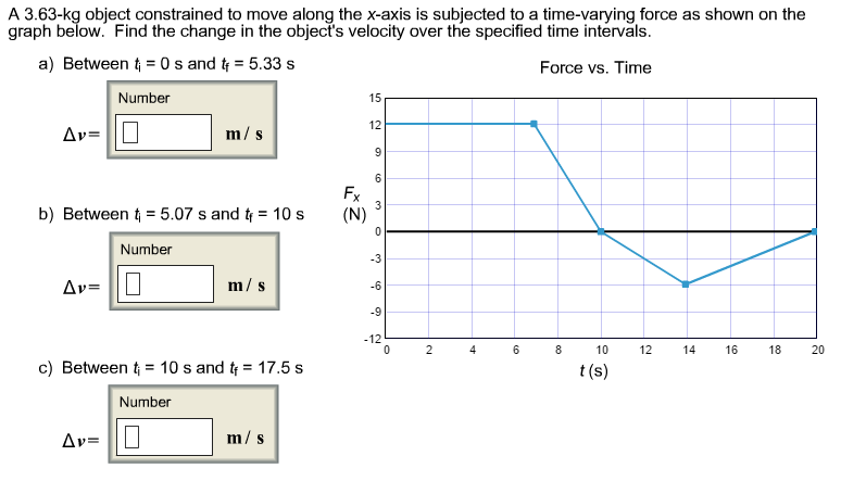 Solved A 3.63-kg object constrained to move along the x-axis | Chegg.com