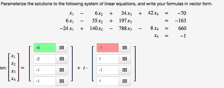 Solved Parameterize the solutions to the following system of | Chegg.com