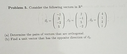 Solved Problem 5. Consider the following vectors in R 3 US | Chegg.com