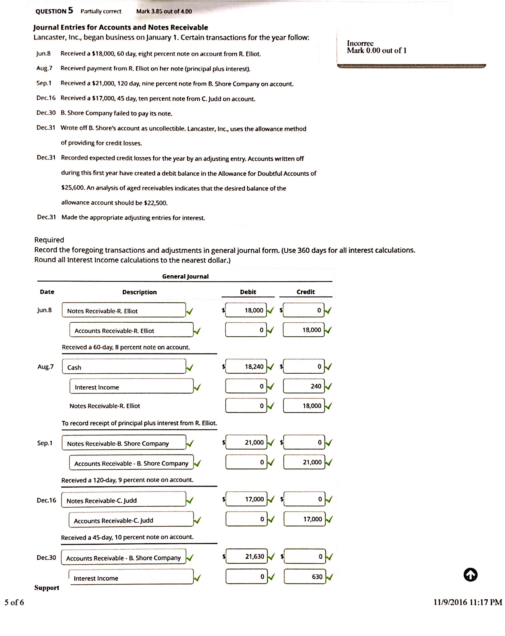 Solved Journal Entries for Accounts and Notes Receivable | Chegg.com