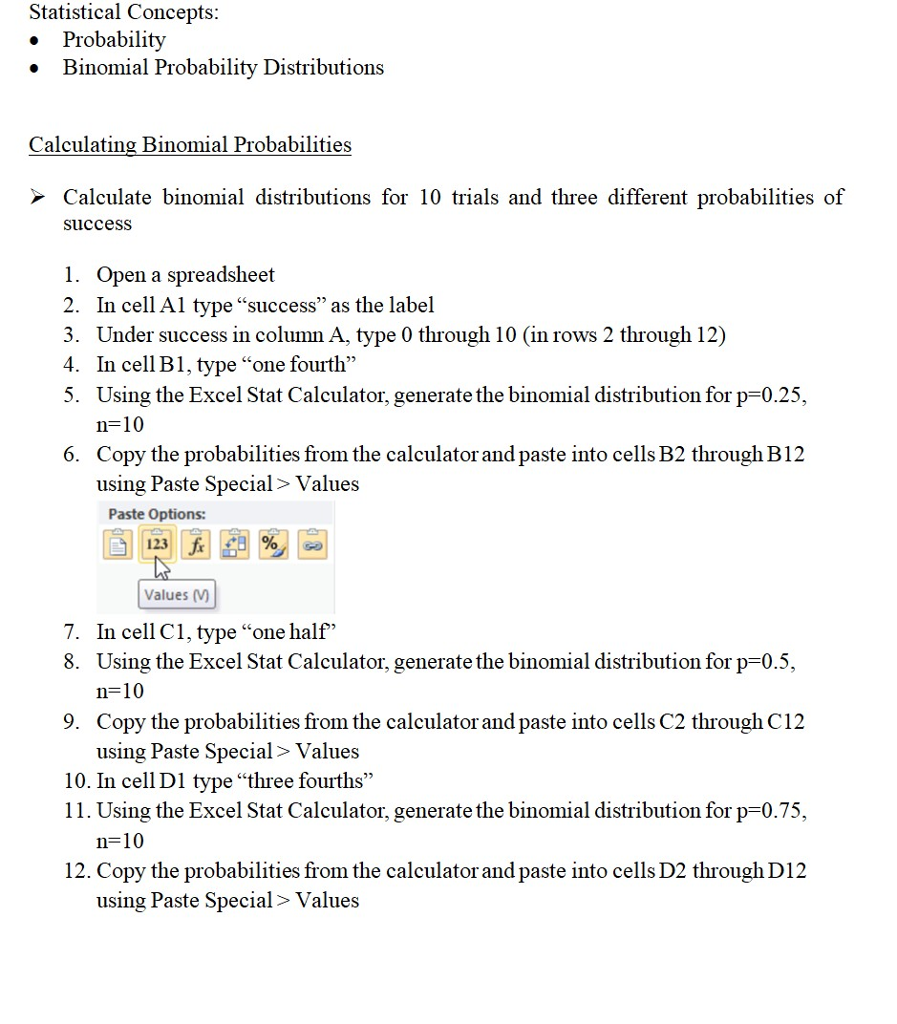 Solved Statistical Concepts . Probability * Binomial | Chegg.com