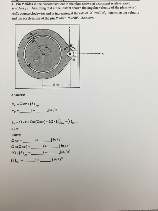 Solved Pin P slides in the circular slot cut in the plate | Chegg.com