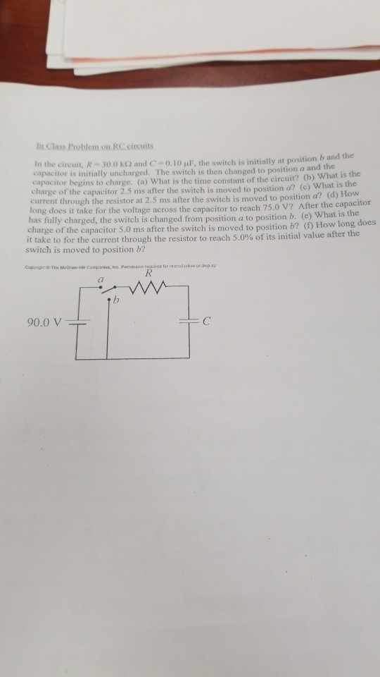 Solved In Class Problem on RC circuits in the circuit, | Chegg.com