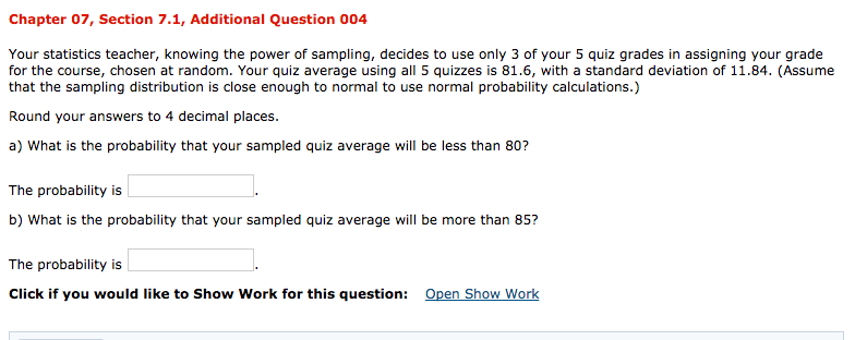 Solved Chapter 07, Section 7.1, Additional Question 002 Your | Chegg.com