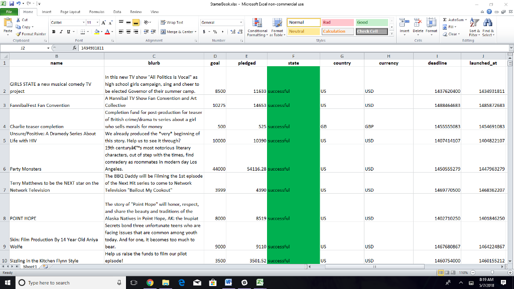 Solved Create a new column at column O called `percent | Chegg.com