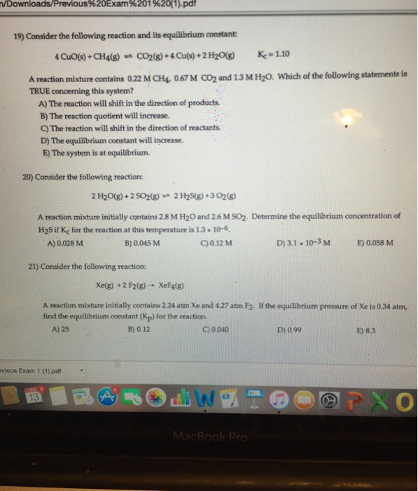 Solved Consider the following reaction and its equilibrium | Chegg.com