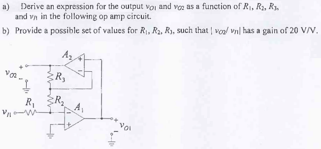 Solved Derive an expression for the output v_O1 and v_O2 as | Chegg.com