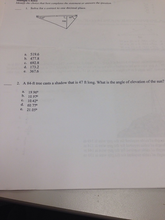 Solved A 84-ft tree casis a shadow that is 47 ft long. What | Chegg.com