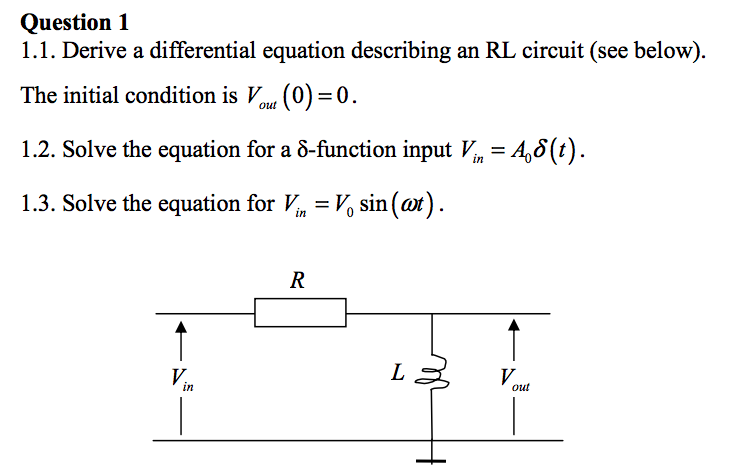 Solved Question 1 1.1. Derive a differential equation | Chegg.com