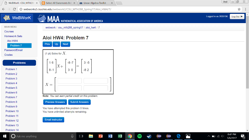 Solved D WeBWork CSU-MTH28t c Select All Statements Bel x | Chegg.com