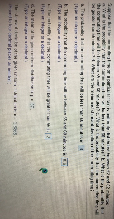 Solved Suppose that the commuting time on a particular train | Chegg.com