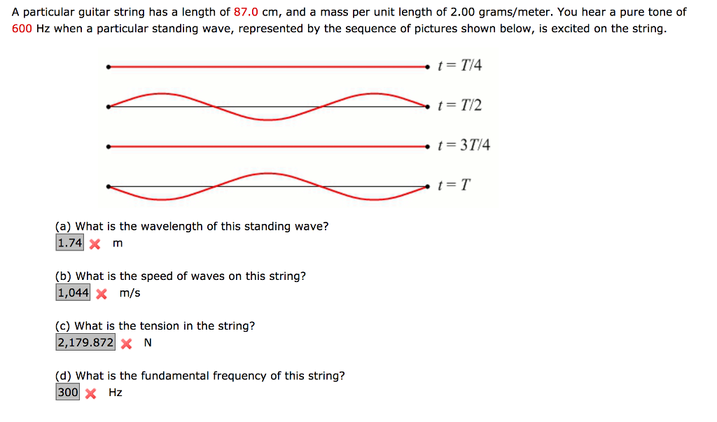 Solved A particular guitar string has a length of 87.0 cm, | Chegg.com