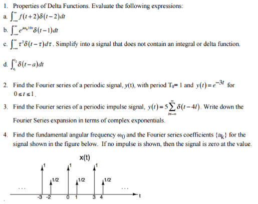Solved Properties of Delta Functions. Evaluate the following | Chegg.com