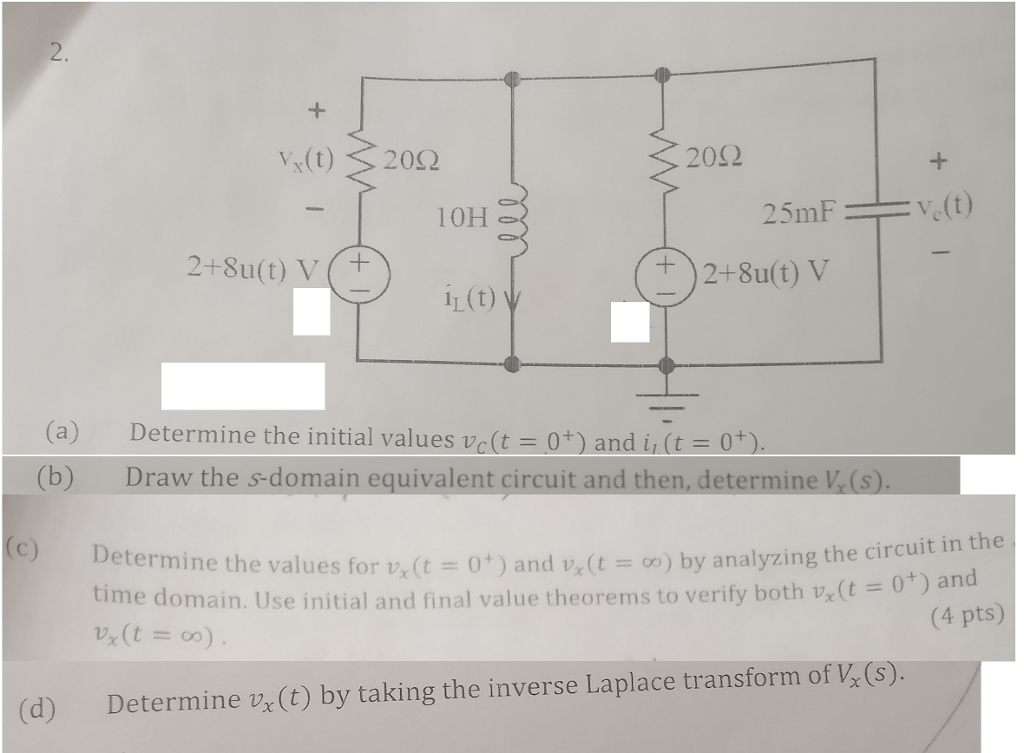 Solved (a) Determine the initial values upsilon_C(t = 0^+) | Chegg.com