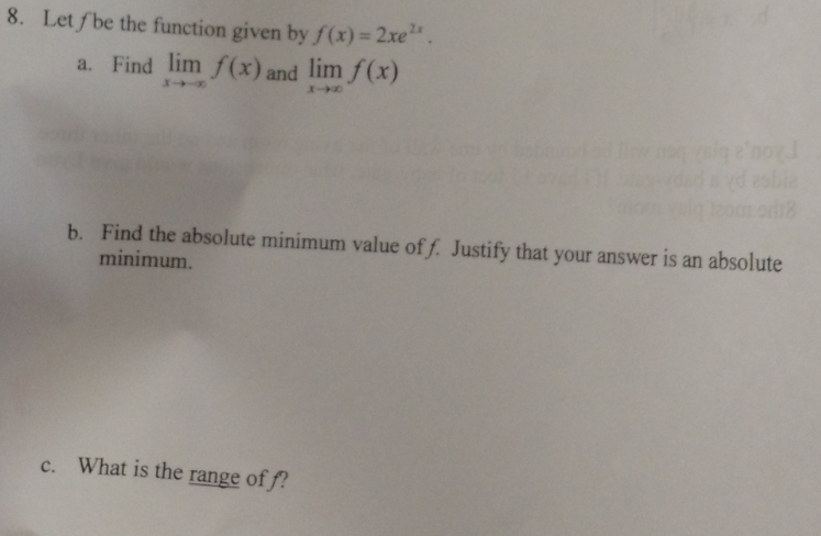Solved Let f be the the function given by f(x) = 2xe^2x. | Chegg.com