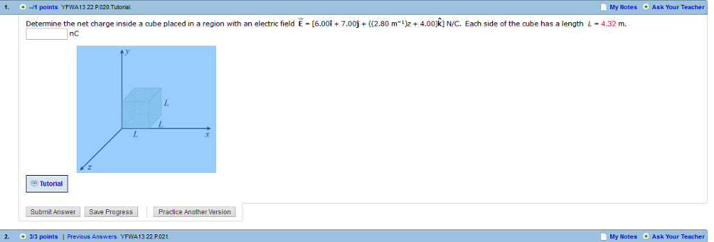 Solved Determine the net charge inside a cube placed in a | Chegg.com