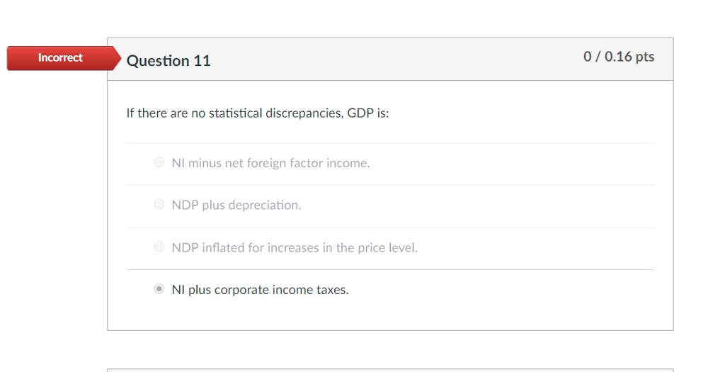 Solved If there are no statistical discrepancies, GDP is: | Chegg.com