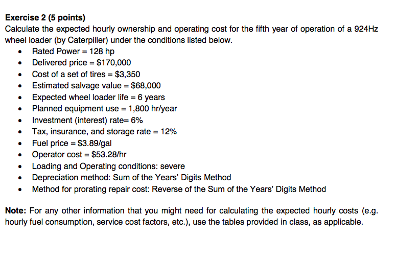 Solved Calculate the expected hourly ownership and operating | Chegg.com
