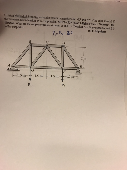 Solved Using Method of Sections, determine forces in members | Chegg.com