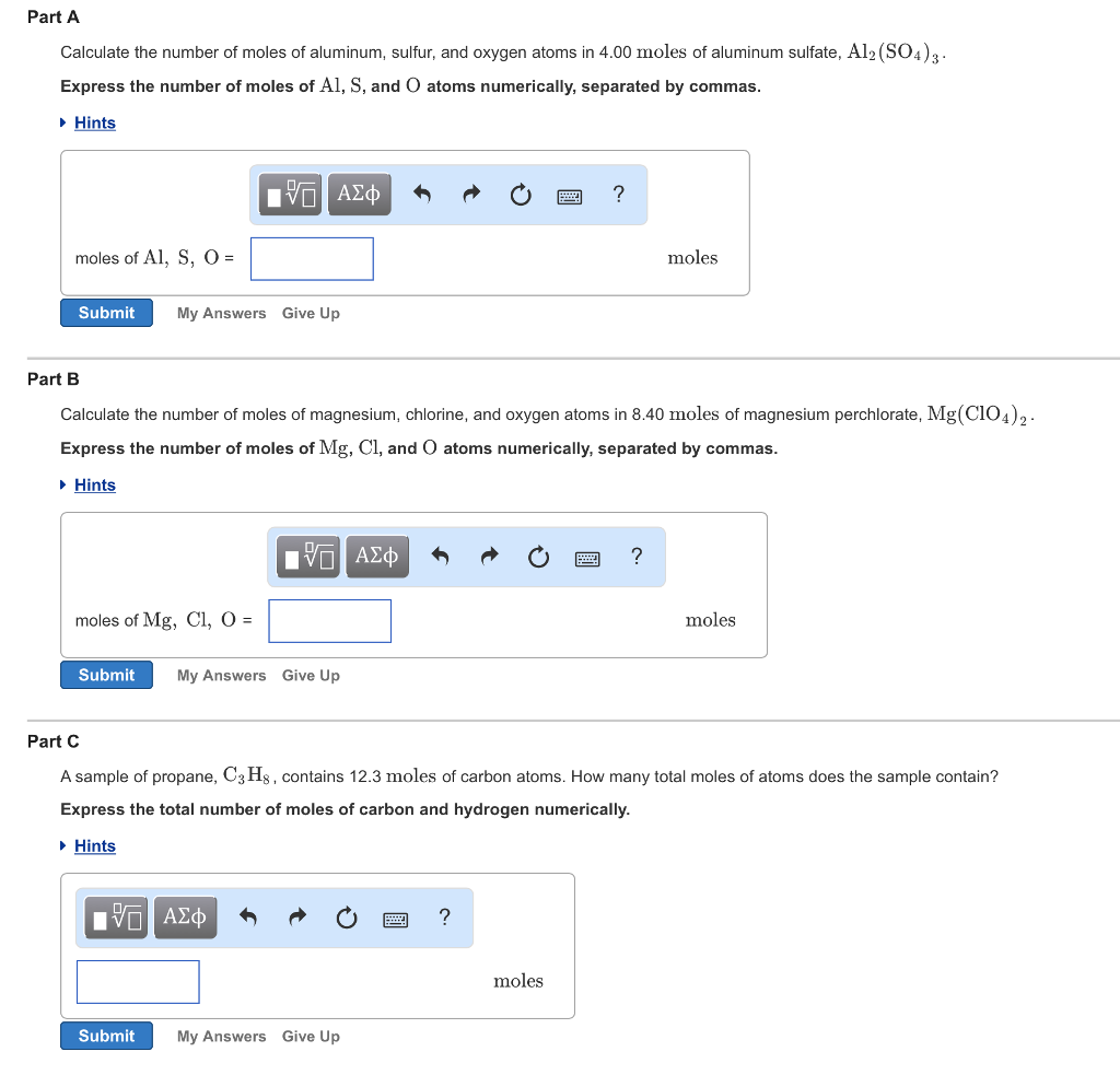 Solved Part A Calculate the number of moles of aluminum, | Chegg.com