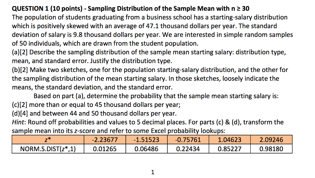 Solved Sampling Distribution of the Sample Mean with n > 30 | Chegg.com