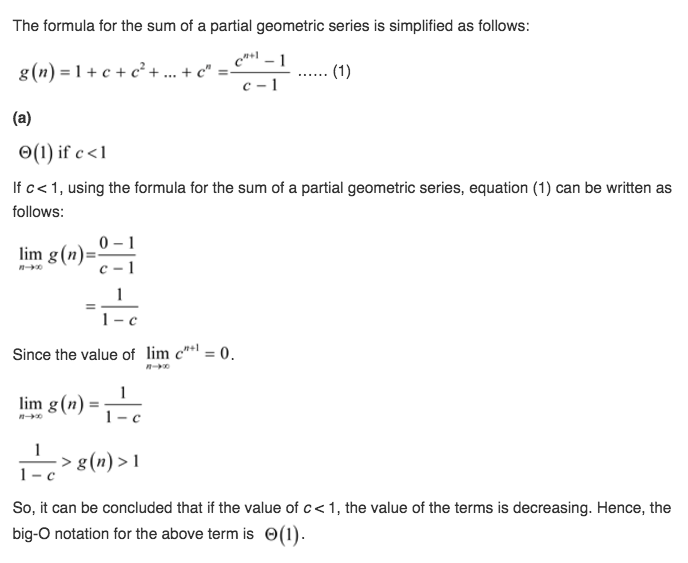 Solved The formula for the sum of a partial geometric series | Chegg.com