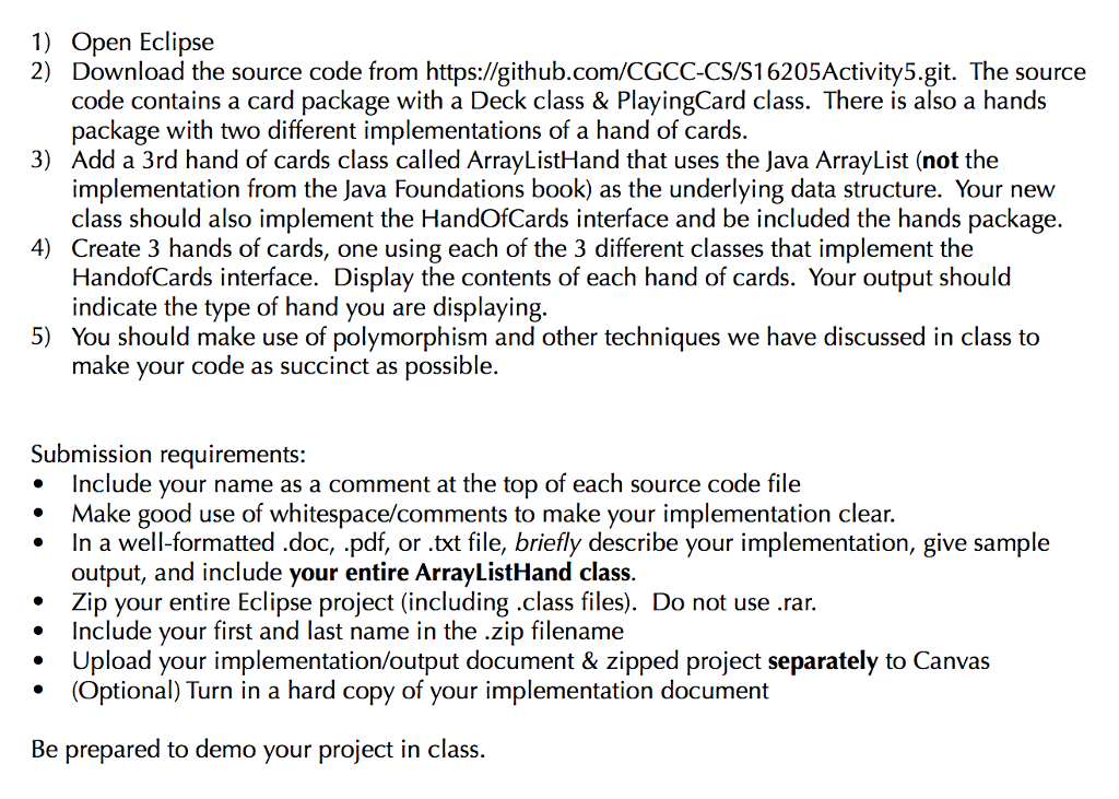 Solved 1) Open Eclipse 2) Download the source code from | Chegg.com