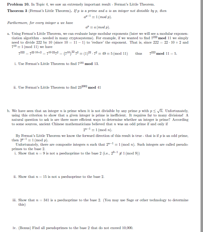 Solved Problem 10. In Topic 4, we saw an extremely important | Chegg.com
