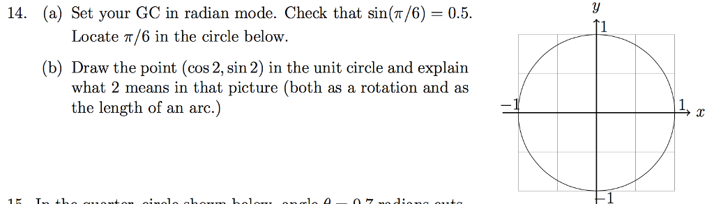 Solved 14. (a) Set your GC in radian mode. Check that | Chegg.com