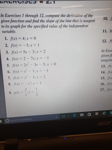 Solved In Exercises 1 through 12, compute the derivative of | Chegg.com