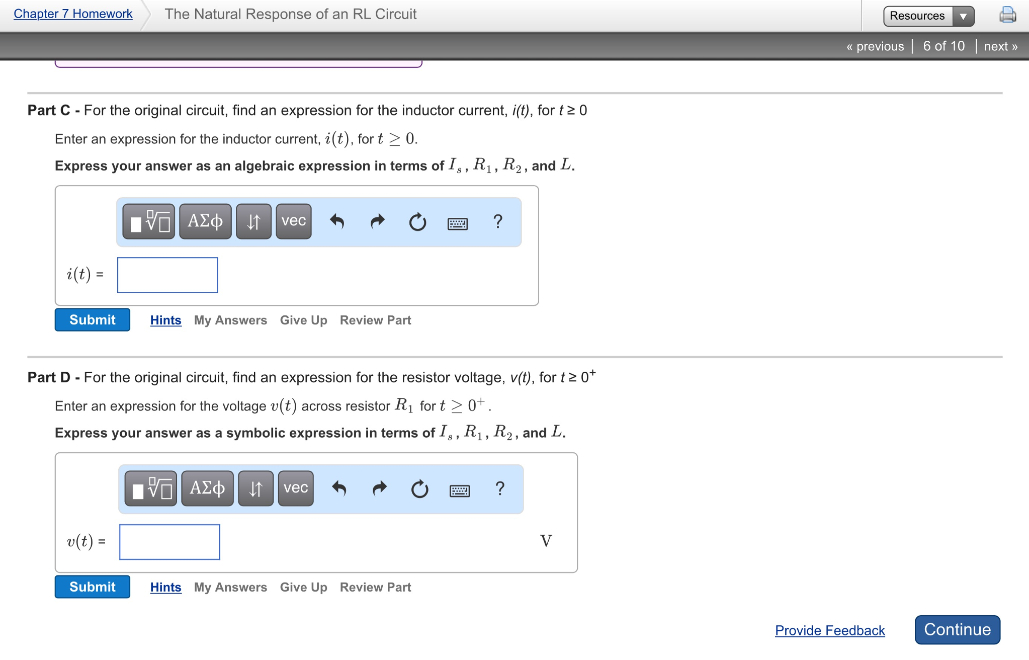Solved Find the time constant, T, after t = 0 The diagram | Chegg.com