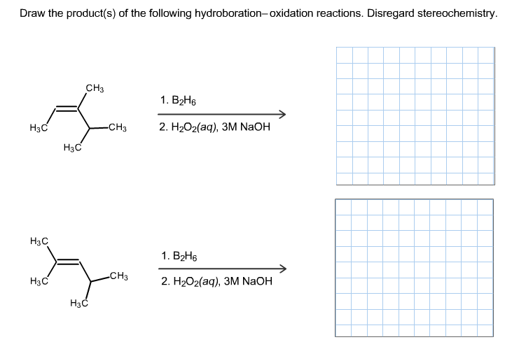 Solved Draw The Product S Of The Following Hydroboration
