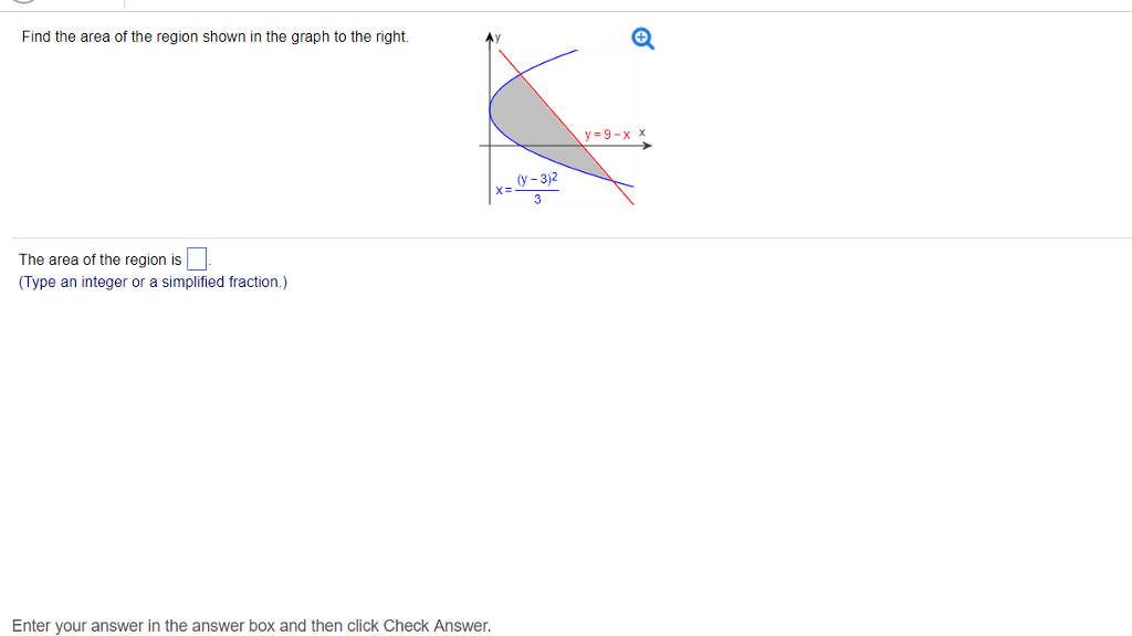 Solved Find the area of the region shown in the graph to the | Chegg.com