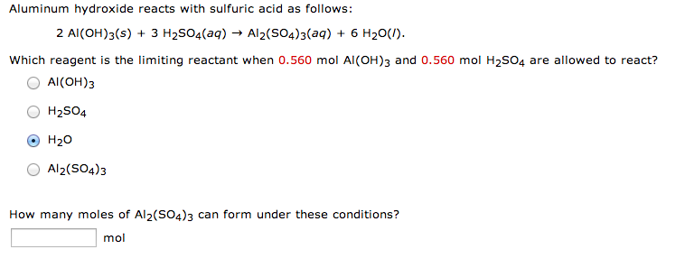 Solved Aluminum hydroxide reacts with sulfuric acid as | Chegg.com