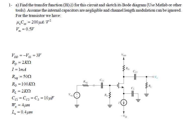 Solved 1-a) Find the transfer function (H(s)) for this | Chegg.com