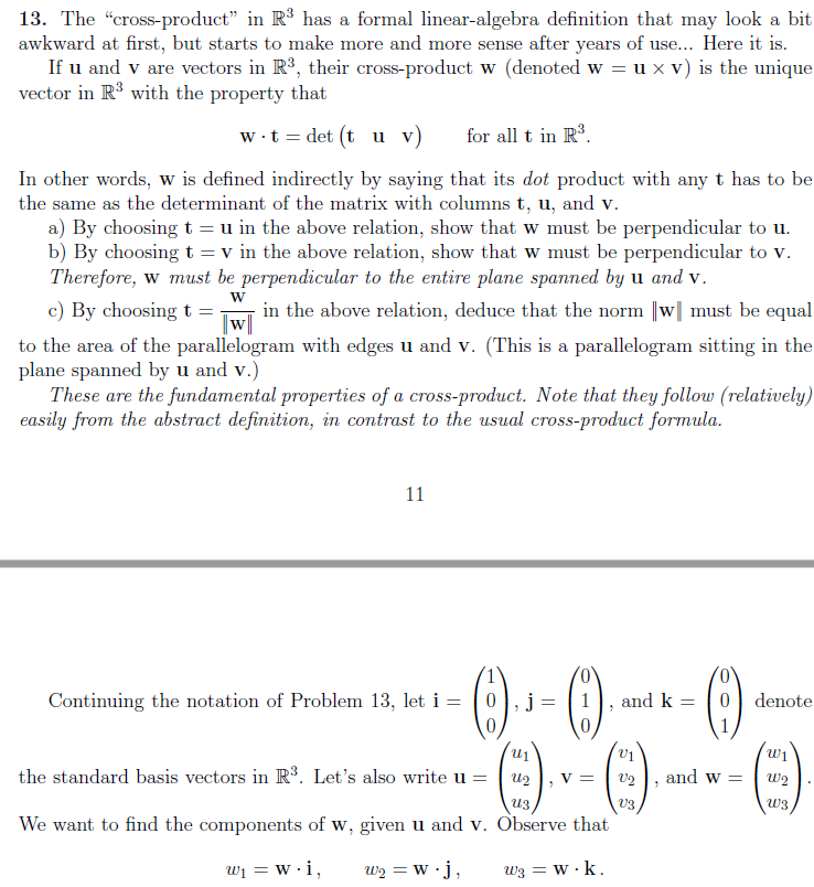 13. The cross-product" in R3 has a formal | Chegg.com