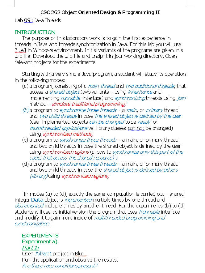Solved Csc 262 Object Oriented Design And Programming Ii Lab