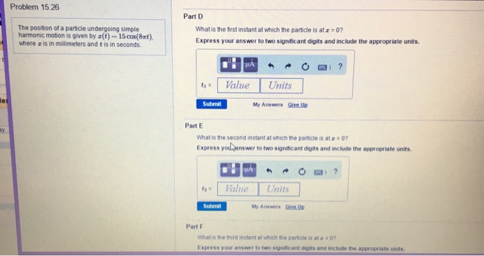 Solved The position of a particle undergoing simple harmonic | Chegg.com