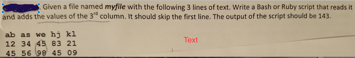 Solved Given A File Named Myfile With The Following 3 Lines 