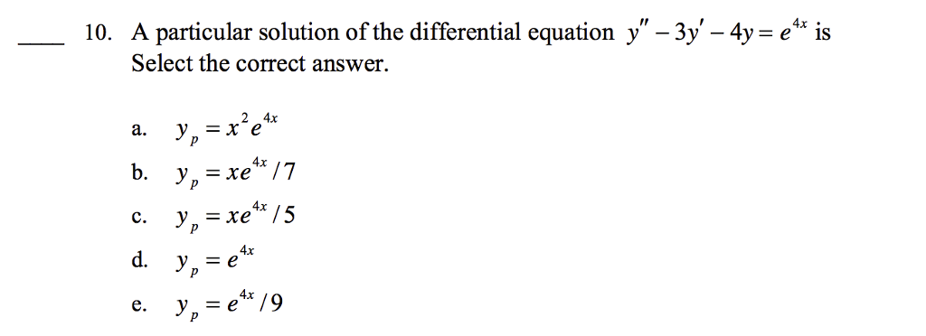 Solved A particular solution of the differential equation y" | Chegg.com