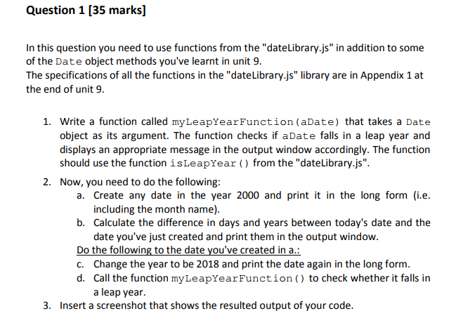 Question 1 [35 marks] In this question you need to | Chegg.com